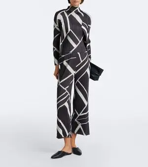 Issey Miyake Fold Line Pleated Wide-leg Pants