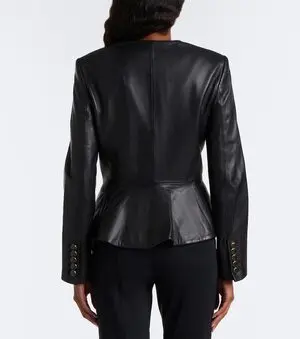 Veronica Beard Quinn Peplum Leather Jacket