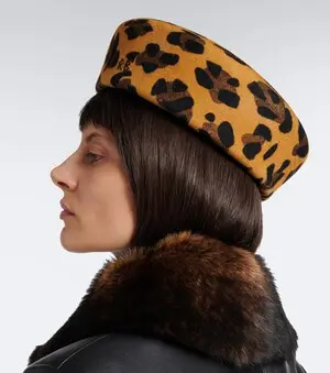 Ruslan Baginskiy Logo Wool Leopard-print Hat