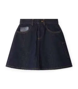 Bonpoint X Maison Kitsuné Embroidered Denim Mini Skirt