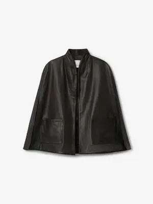 HOUSE OF DAGMAR Leather Cape With Stand Shawl Collar