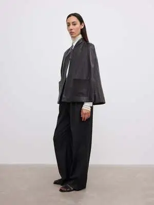 HOUSE OF DAGMAR Leather Cape With Stand Shawl Collar