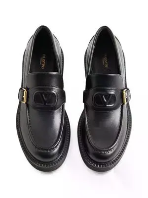 Valentino Garavani Vlogo Embossed Calfskin Moccasins