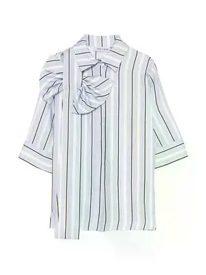 Dice Kayek Striped Silk Shirt With Bow Detail - Blue