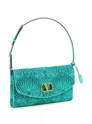 Valentino Garavani Devain Small Shoulder Bag In Jacquard Cloqué Lurex® Fabric - Green