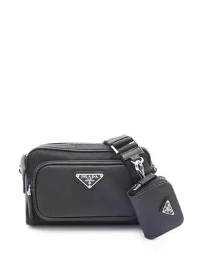 Prada Saffiano Trimmed Tessuto Crossbody Bag