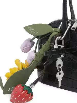 SELF-PORTRAIT Embossed Leather Handbag With Charms - Black