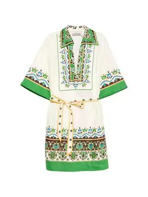 ALEMAIS ALEMAIS Bridgette Graphic-Print Belted Mini Dress