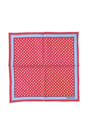 FERRAGAMO Primavera Silk Pocket Square - Red
