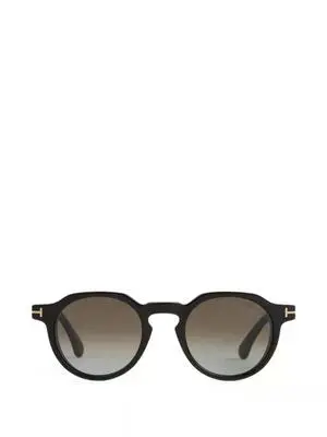 TOM FORD T-logo Round-frame Sunglasses - Black