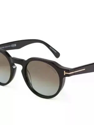 TOM FORD T-logo Round-frame Sunglasses