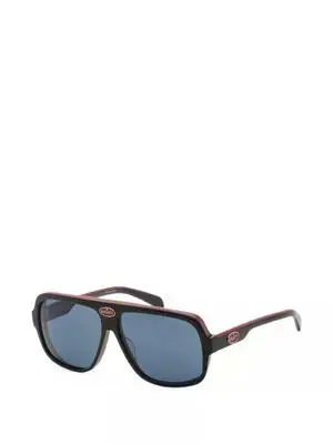 BUGATTI Logo-plaque Geometric-frame Sunglasses - Black