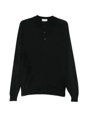John Smedley Belpert Long-sleeve Polo Sweater - Black
