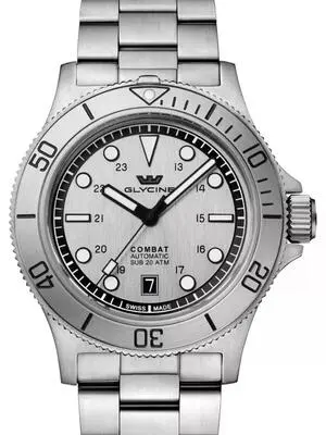 GLYCINE Combat Sub Sport 42mm Watch - Silver