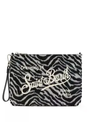 MC2 SAINT BARTH Zebra-print Embroidered Shoulder Bag