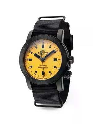 GLYCINE Airman Contemporary Purist Gmt 42mm Watch - Yellow