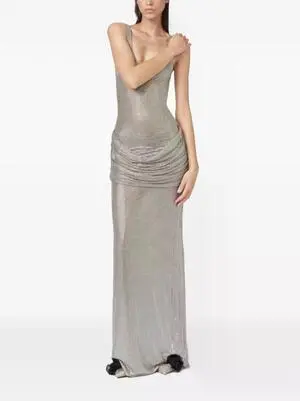 Giuseppe Di Morabito Crystal Embellished Draped Maxi Dress - Silver
