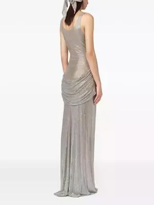 Giuseppe Di Morabito Crystal Embellished Draped Maxi Dress - Silver