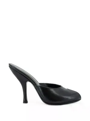 JUDE Date Mule Leather Peep-toe Sandals - Black