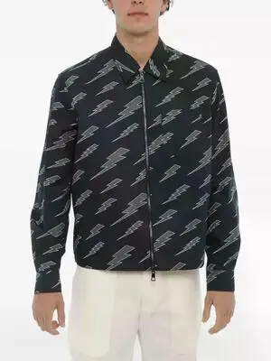 Neil Barrett Lightning-bolt-print Zip-up Jacket