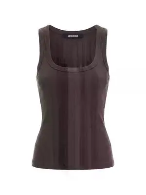Jacquemus Grosgrain Patch Ribbed Tank Top