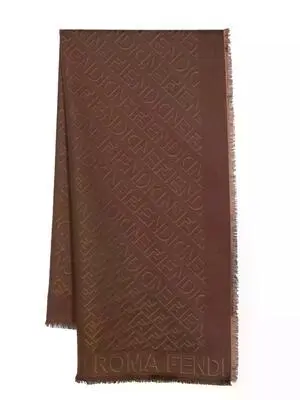 Fendi Logo-print Virgin-wool Scarf - Brown