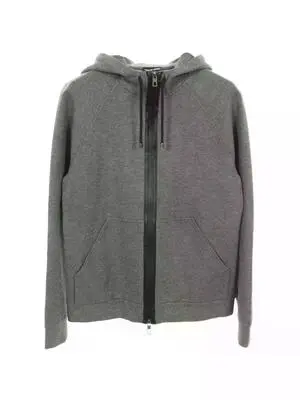 Giorgio Armani Zip-up Hoodie With Drawstring Hood - Grey