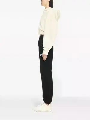Off-White Cropped Hoodie With Arrows Embroidery