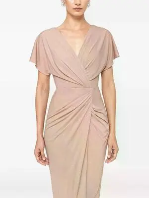 NISSA V-neck Draped Midi Dress