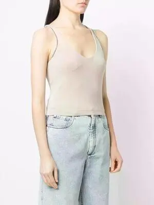 Brunello Cucinelli Monili Trimmed Scoop Neck Tank Top