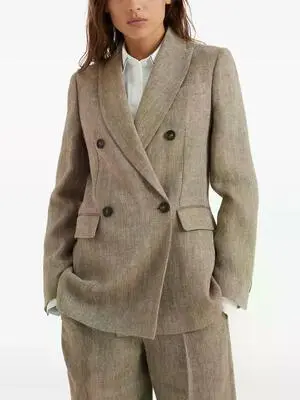Brunello Cucinelli Double-breasted Herringbone Blazer