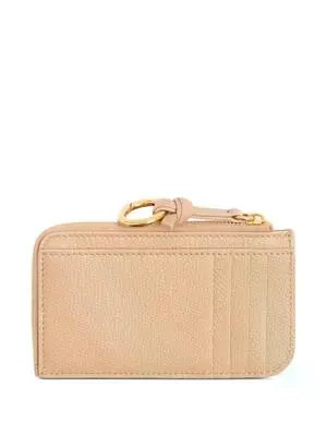 Valentino Garavani Vlogo Signature Zip-around Charm Card Holder In Grainy Calfskin - Pink
