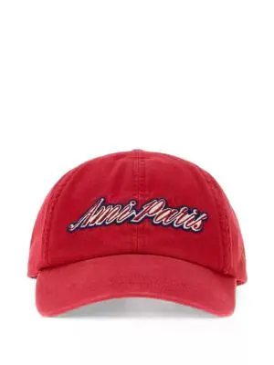AMI Paris Cotton Cap With Embroidery - Red