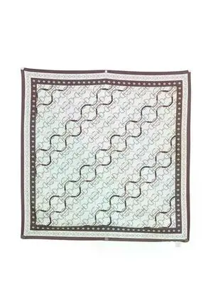Eleventy Chain-print Silk Scarf - Neutrals