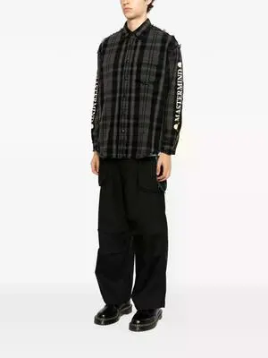 MASTERMIND WORLD Check Frayed Shirt - Black