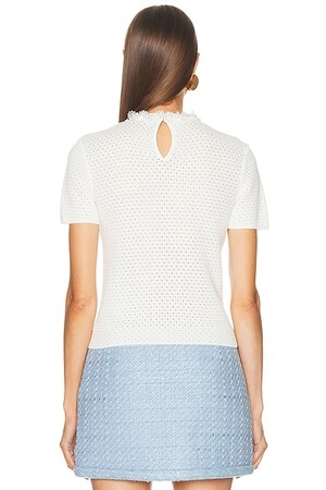 SELF-PORTRAIT Pearl Trim Top