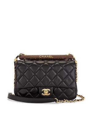 Chanel Lambskin Small Wenge Wood Flap Bag - Black