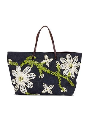 Fendi Embroidered Denim Tote Bag