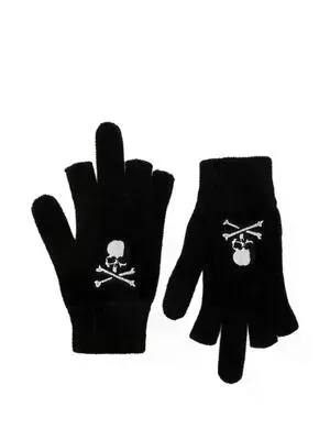 MASTERMIND WORLD Open-fingered Gloves With Skull And Crossbones Embroidery - Black