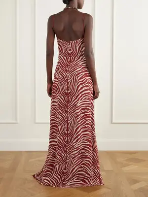 CALA DE LA CRUZ Pontevedra Zebra-print Jersey Maxi Dress
