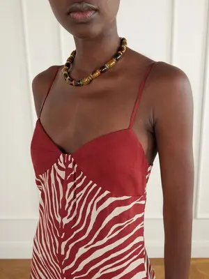 CALA DE LA CRUZ Pontevedra Zebra-print Jersey Maxi Dress