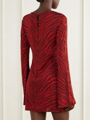 CALA DE LA CRUZ Maisha Zebra-print Stretch-jersey Mini Dress