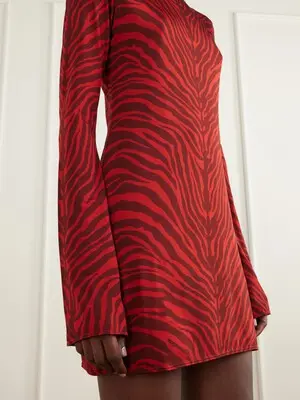 CALA DE LA CRUZ Maisha Zebra-print Stretch-jersey Mini Dress