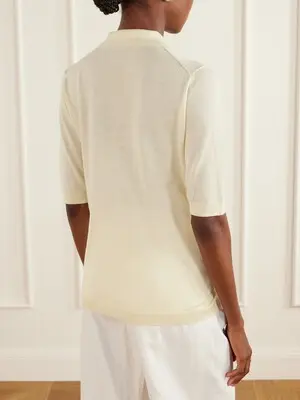 Studio Nicholson Ribbed Merino Wool And Silk-blend Polo Sweater