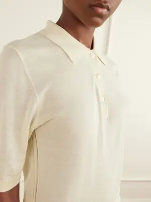 Studio Nicholson Ribbed Merino Wool And Silk-blend Polo Sweater