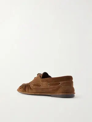 Saint Laurent Le Loafer Bateau Suede Loafers With Cassandre Embellishment