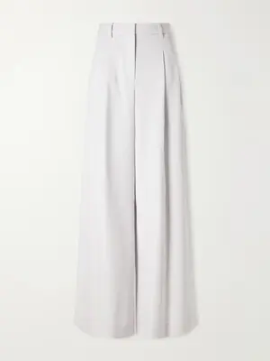 TWP Avery Stretch Wool-crepe Wide-leg Pants - Gray