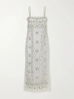Costarellos Leona Crystal-embellished Lace Gown - Gray
