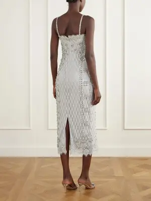 Costarellos Leona Crystal-embellished Lace Gown - Gray