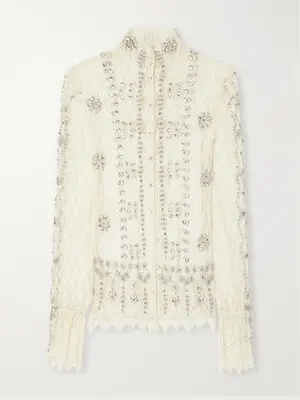 Costarellos Lilou Embellished Lace Shirt